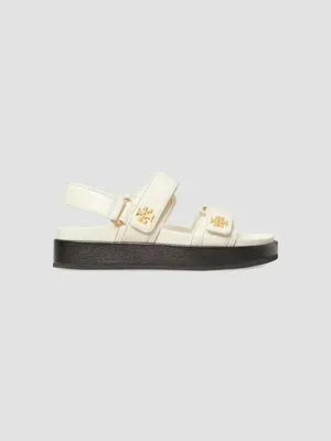 Tory Burch Kira Sport Leather Sandals Ivory
