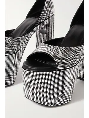 Balenciaga Camden Crystal-embellished Leather Platform Sandals