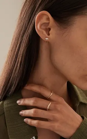 WHITE/SPACE Lagniappe 14k Yellow Gold Pearl Huggie Earrings