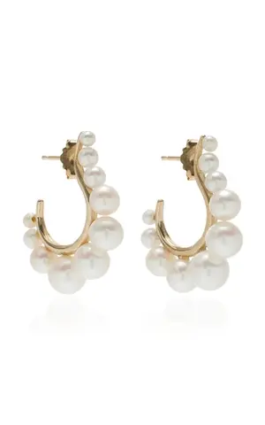 WHITE/SPACE Cascade 14k Yellow Gold Pearl Hoop Earrings