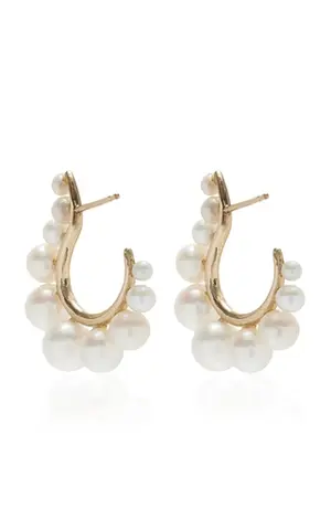 WHITE/SPACE Cascade 14k Yellow Gold Pearl Hoop Earrings