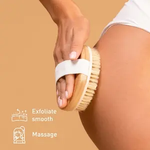 PURSONIC Bath Brush And Rubber Massager With Lotus Wooden Handle