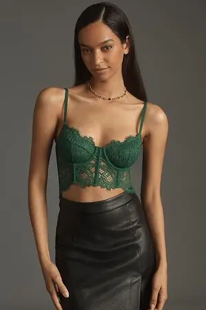 Anthropologie The Giselle Lace Bustier - Dark Green