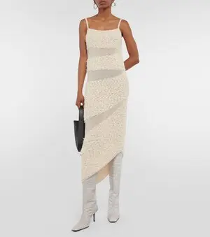 DION LEE Paneled Linen-blend Gown