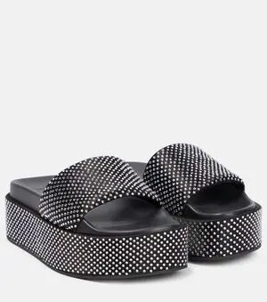 Versace Embellished Satin Platform Slides