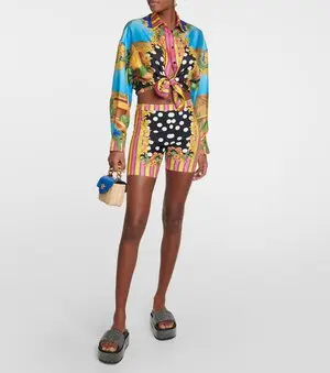 Versace Embellished Satin Platform Slides