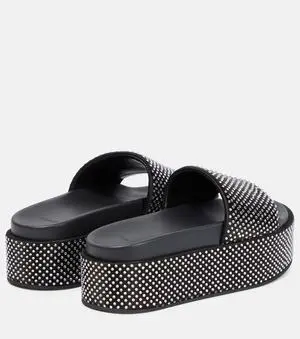 Versace Embellished Satin Platform Slides