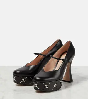 Gucci Janaya Leather Platform Pumps