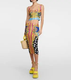 Versace Medusa Palm Springs Plissé Midi Skirt
