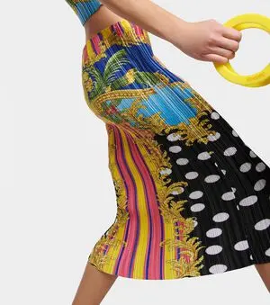 Versace Medusa Palm Springs Plissé Midi Skirt