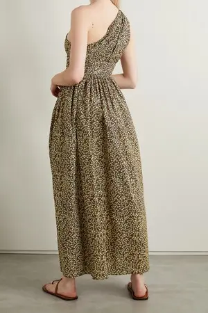 Matteau Net Sustain One-shoulder Floral-print Organic Cotton-poplin Maxi Dress
