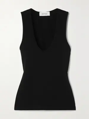 Matteau Net Sustain Organic Cotton-blend Jersey Tank - Black