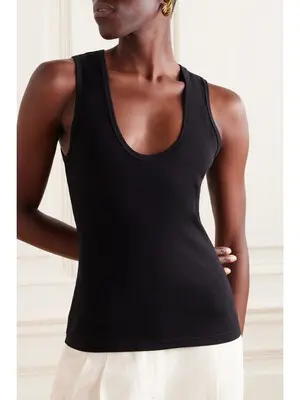 Matteau Net Sustain Organic Cotton-blend Jersey Tank - Black