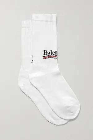 Balenciaga Cotton-blend Jacquard Socks - White