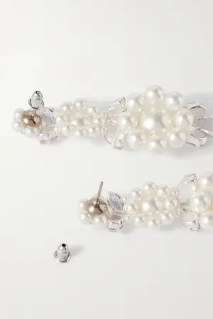 Simone Rocha Silver-tone, Faux Pearl And Crystal Earrings