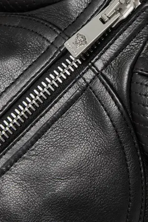 Versace Buckled Textured-leather Bralette