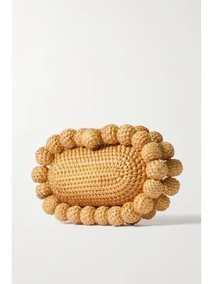Cult Gaia Jaya Beaded Rattan Clutch