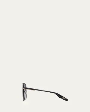 Barton Perreira Royale Titanium Aviator Sunglasses - Black Satin/gold/smolder