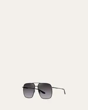 Barton Perreira Royale Titanium Aviator Sunglasses - Black Satin/gold/smolder