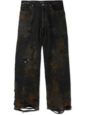 Balenciaga Super Destroyed Wide-leg Distressed Jeans