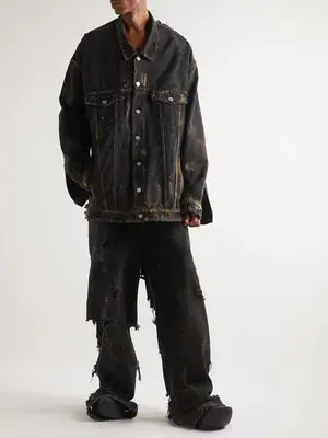 Balenciaga Super Destroyed Wide-leg Distressed Jeans