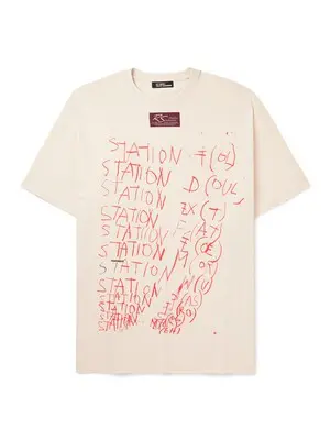 Raf Simons Philippe Vandenberg Station Printed Cotton-Jersey T