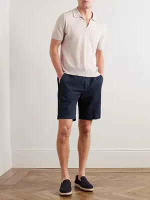 Loro Piana Straight-leg Cotton-blend Bermuda Shorts - Blue