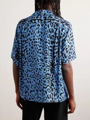 WACKO MARIA Camp-collar Leopard-print Satin Shirt