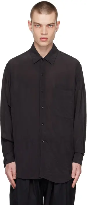 LEMAIRE LEMAIRE Black Crinkled Shirt - Bk998 Squid Ink