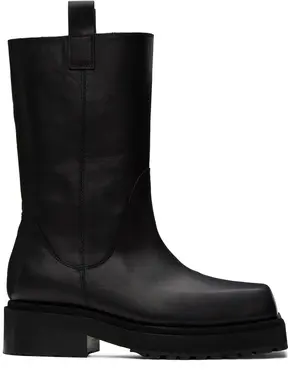 Eckhaus Latta Eckhaus Latta Black Stacked Boots - Black Leather
