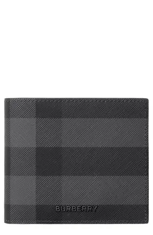 Burberry Check Coated Canvas Bifold Wallet - Charcoal