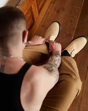 Dr. Martens 1461 Made In England Buck Suede Oxfords - Cream