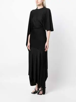 Stella McCartney Cape-sleeve Asymmetric Dress - Black