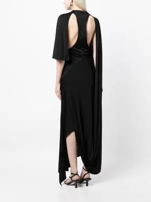 Stella McCartney Cape-sleeve Asymmetric Dress - Black