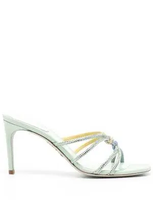 Rene Caovilla Crystal-embellished Leather Sandals - Green
