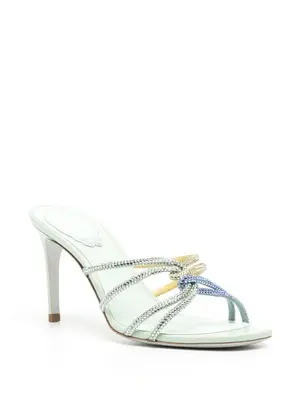 Rene Caovilla Crystal-embellished Leather Sandals - Green
