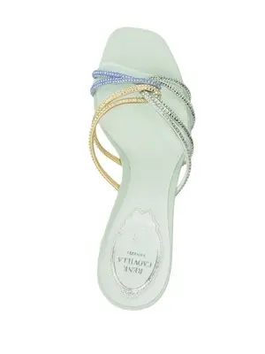 Rene Caovilla Crystal-embellished Leather Sandals - Green