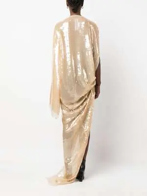 Rick Owens Asymmetric Sequinned Maxi Dress - Neutrals