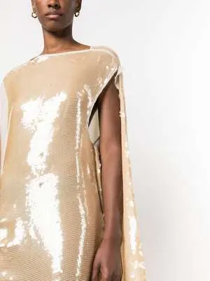 Rick Owens Asymmetric Sequinned Maxi Dress - Neutrals