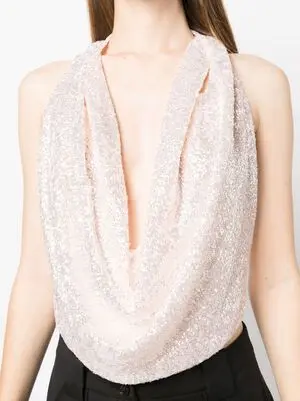 GENNY Sequin-embellished Draped Top