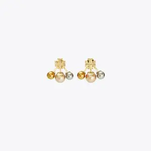 Tory Burch Moondance Pearl Front-Back Earrings Tory Gold/bronze/pink
