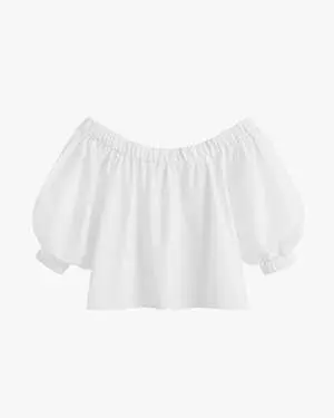 Cuyana Poplin Off-the-shoulder Cropped Top