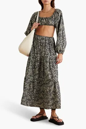 Matteau Cropped Floral-print Cotton-poplin Top