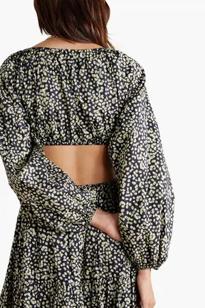Matteau Cropped Floral-print Cotton-poplin Top