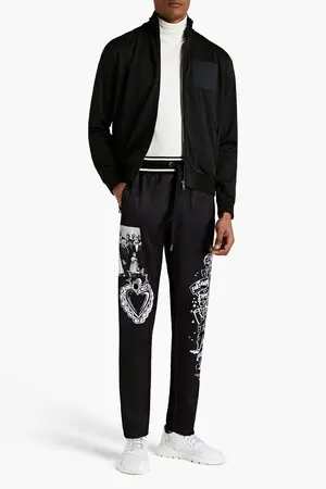 Dolce & Gabbana Appliquéd Printed Satinjersey Track Pants