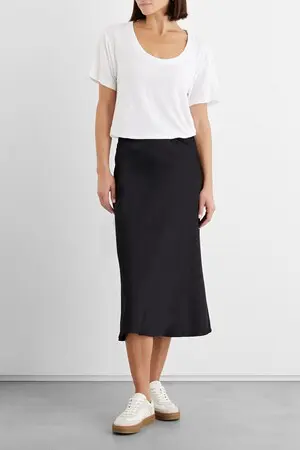 Iris & Ink Margot Satin-crepe Midi Skirt