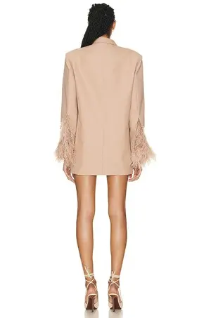 Valentino Garavani Feather Cuff Blazer In Tan