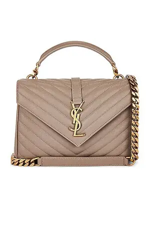 Saint Laurent Medium College Chain Bag In Taupe