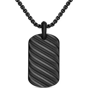 David Yurman Sculpted Cable Dog Tag Pendant - Black Titanium