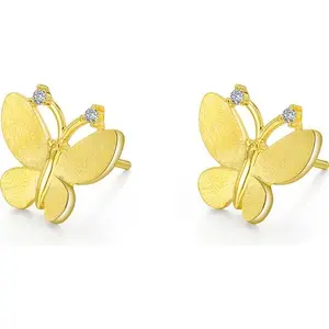 Lafonn Simulated Diamond Butterfly Stud Earrings - Gold/white